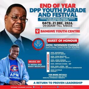 DPP youth festivals Set for 21st December 2024 - 247MALAWI NEWS